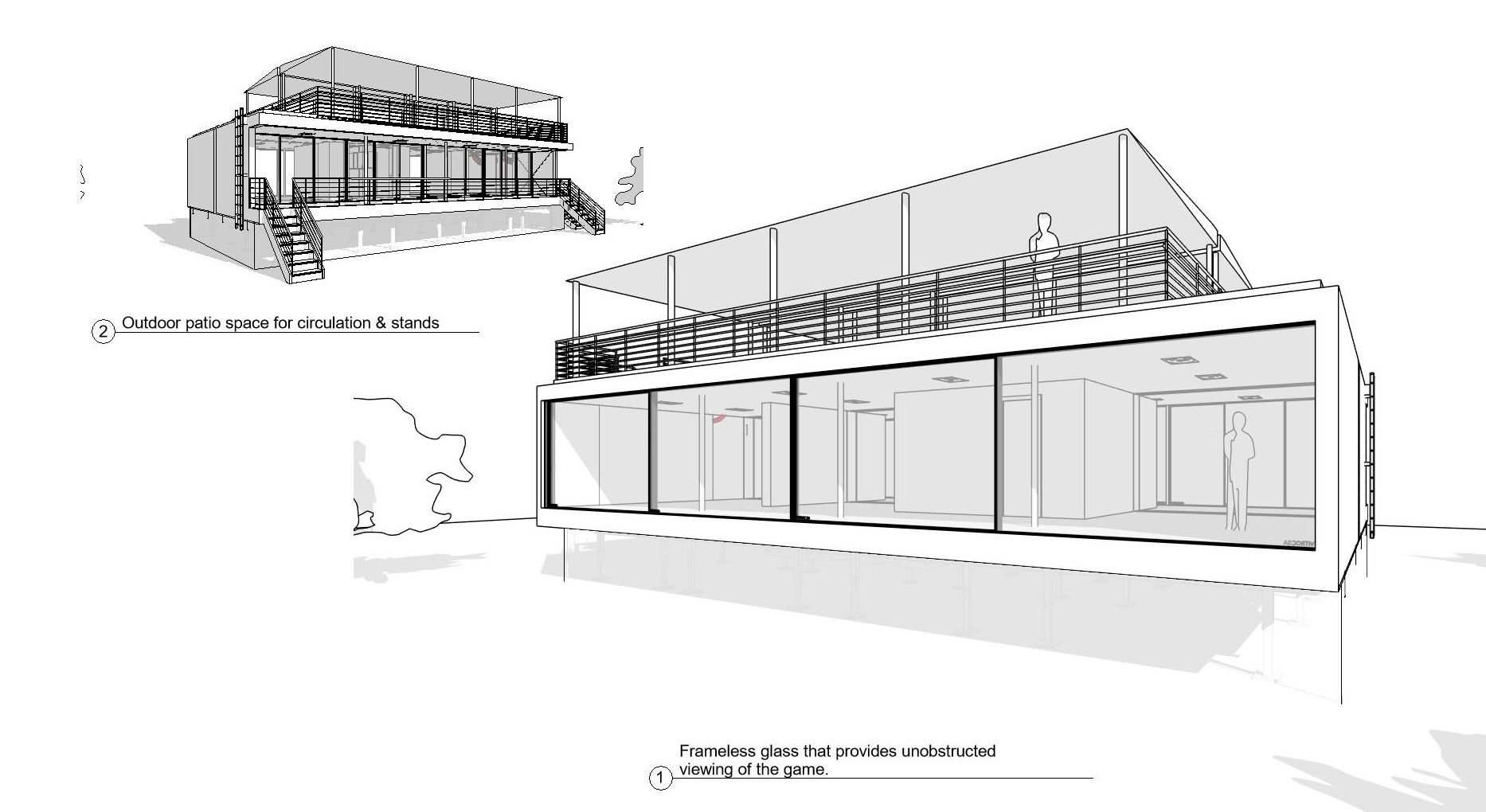 Multiple Viewing Areas for Spectator Events